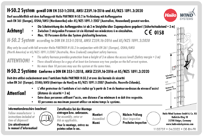 Hailo PARTNER H-50.2 wózek asekuracyjny do pionowego systemu szynowego ...